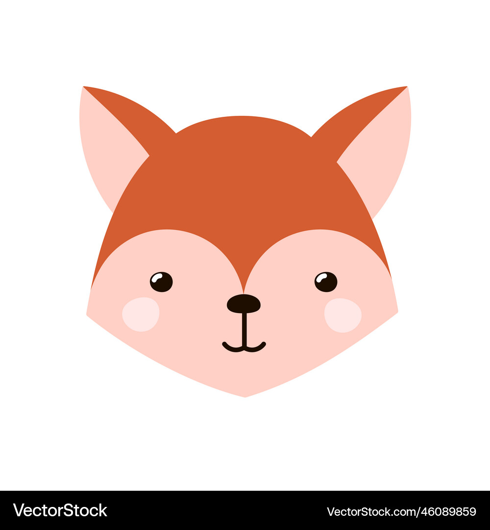 Cute fox face in cartoon style forest character Vector Image