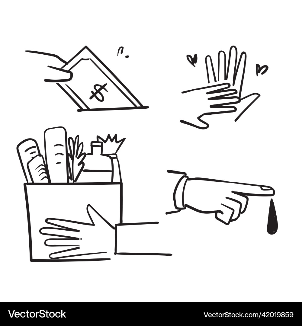 Hand drawn doodle simple set of donations Vector Image