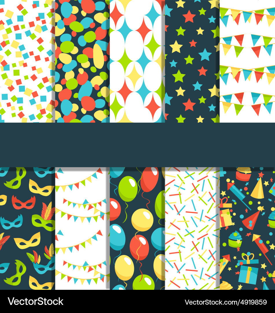 Set 10 seamless bright celebration festive Vector Image