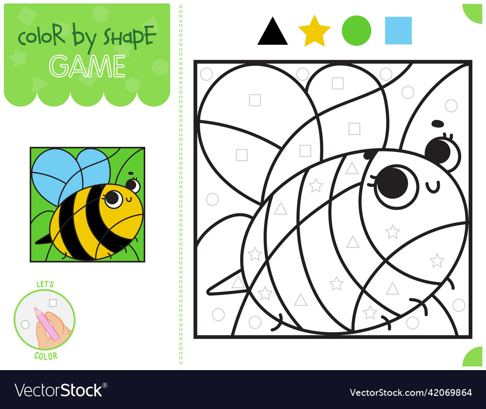 Color by shape educational game for children Vector Image