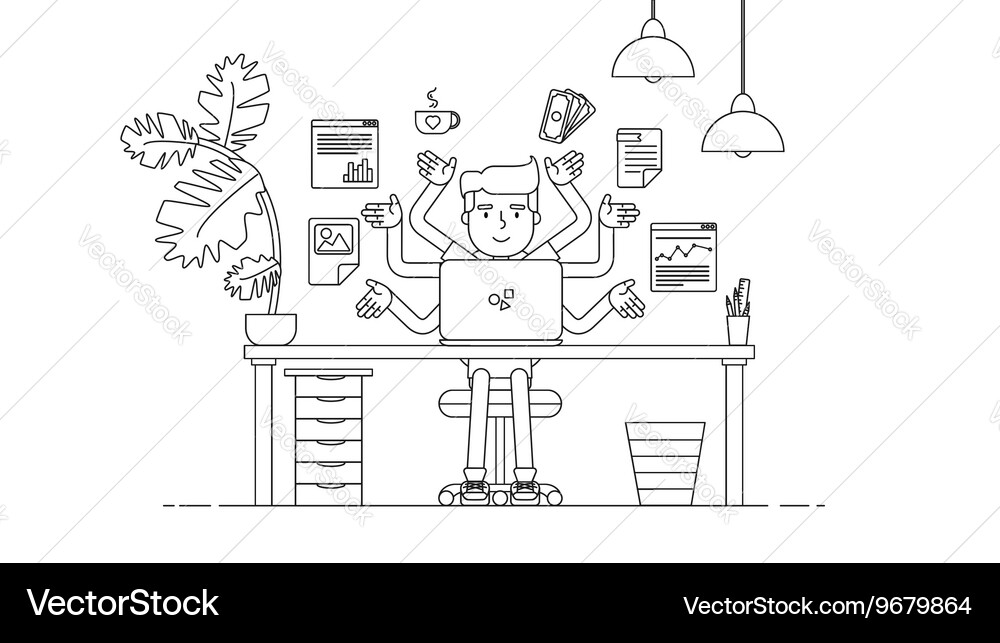 Creative tech workspace Royalty Free Vector Image