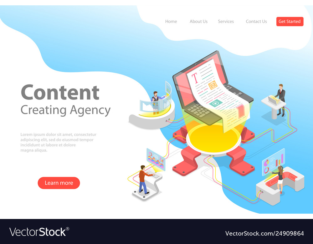 Flat Isometric Landing Pate Template Royalty Free Vector