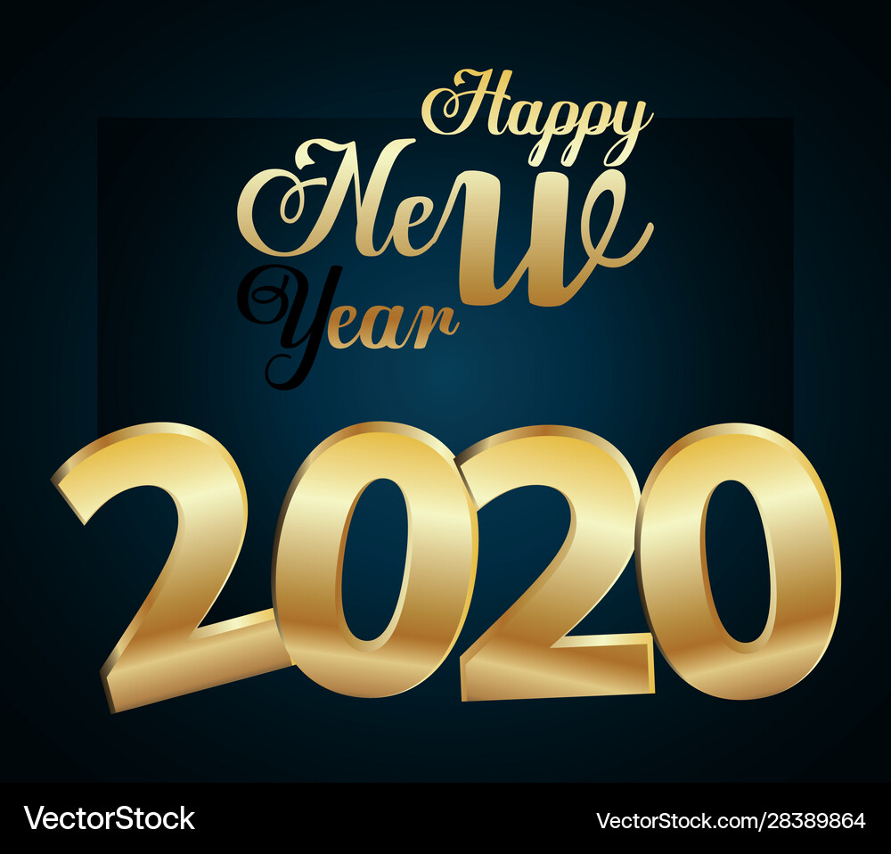Gold happy new year 2020 design Royalty Free Vector Image