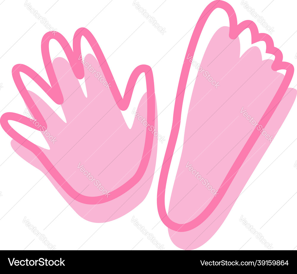 Pink hand and foot on a white background Vector Image