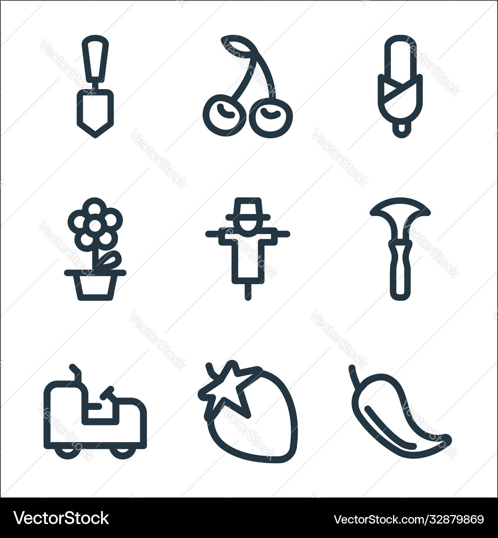 Landscaping equipment line icons linear set Vector Image