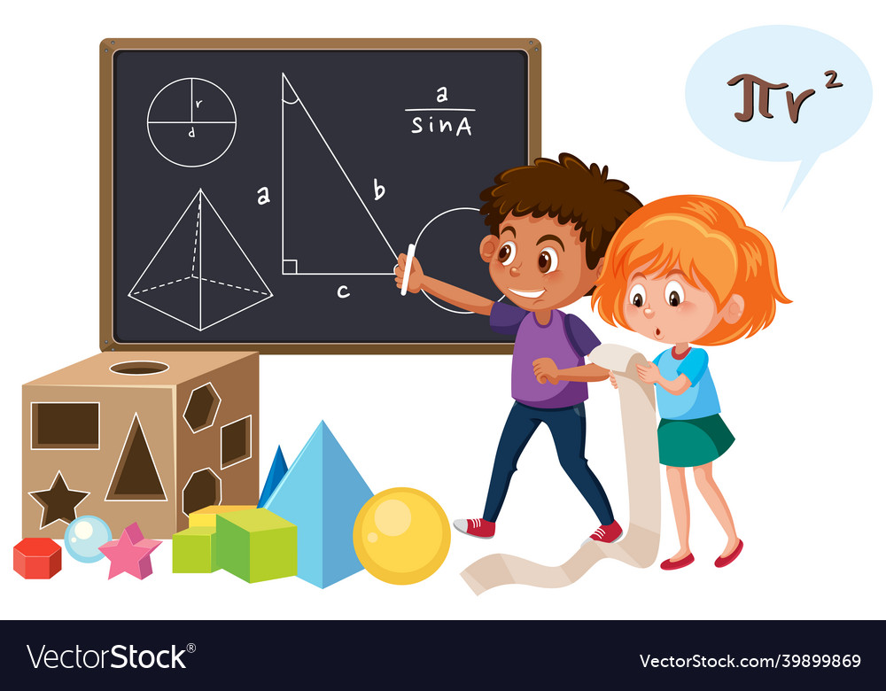 Student learning math using blackboard Royalty Free Vector
