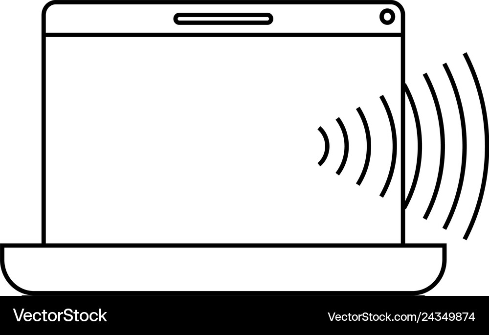 Laptop with sound wave isolated icon Royalty Free Vector
