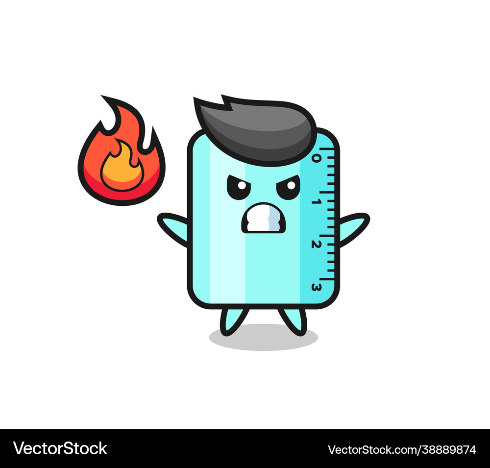Ruller character cartoon with angry gesture Vector Image