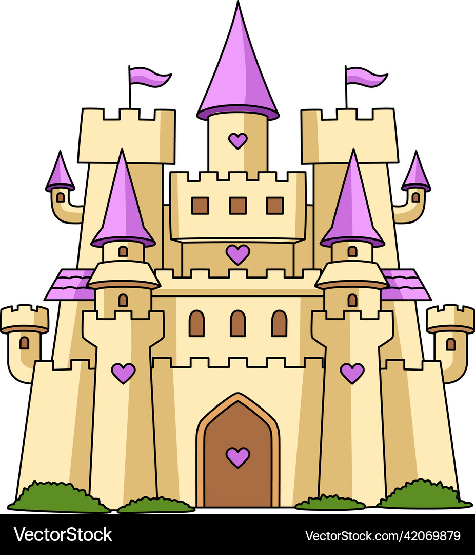 Big castle cartoon colored clipart Royalty Free Vector Image