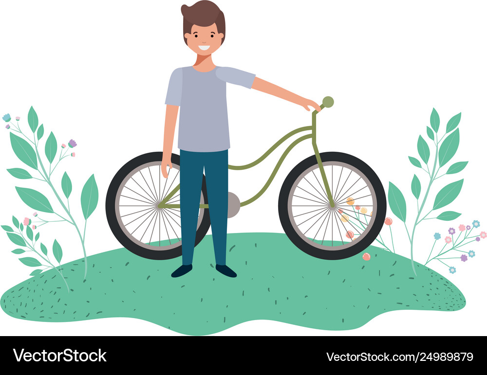 Boy with bicycle avatar character Royalty Free Vector Image