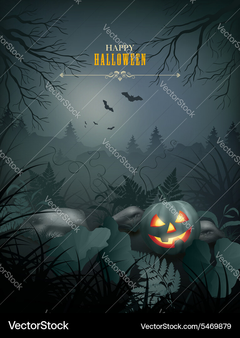 Halloween night scene Royalty Free Vector Image