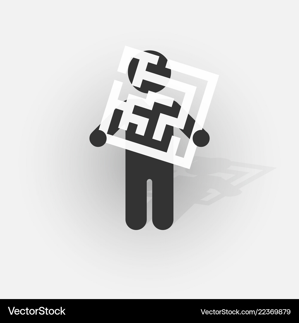 Simple black silhouette a man with sign Royalty Free Vector