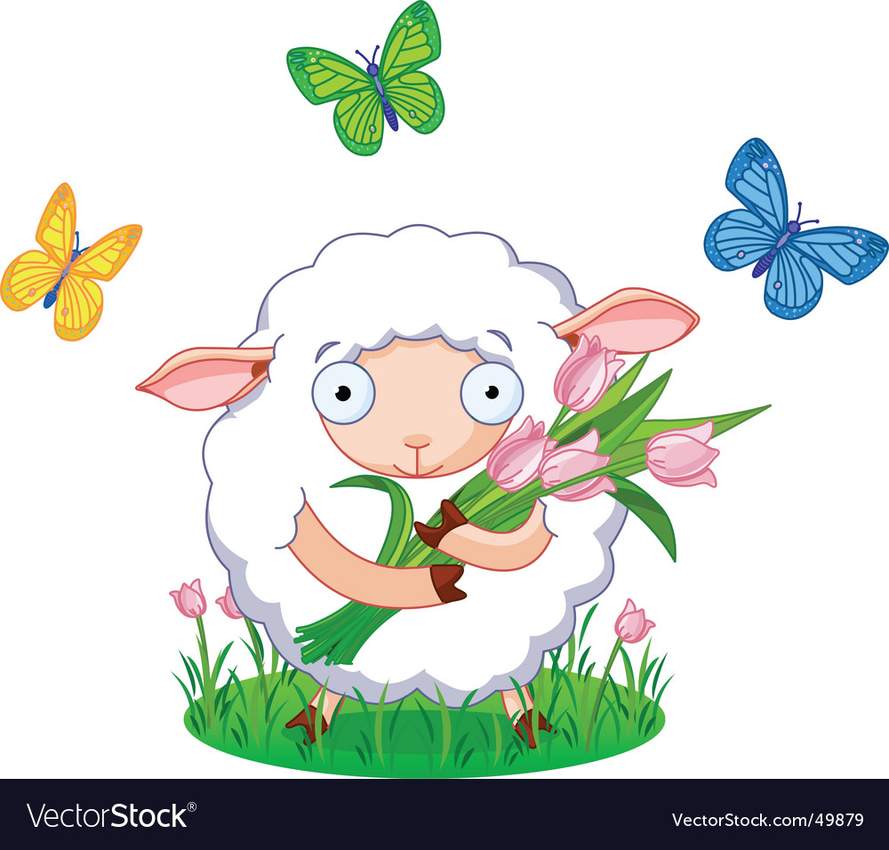 Spring sheep Royalty Free Vector Image - VectorStock