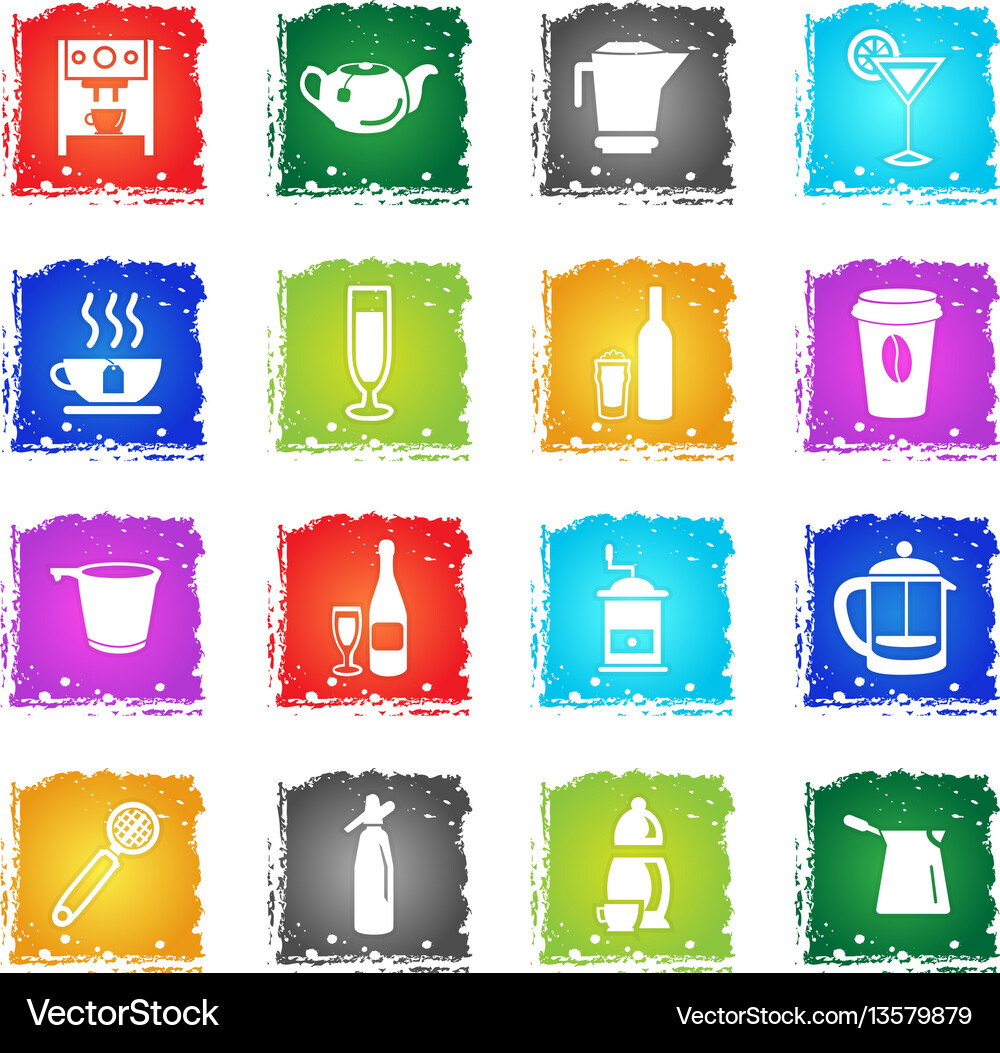 Utensils for beverages icon set Royalty Free Vector Image