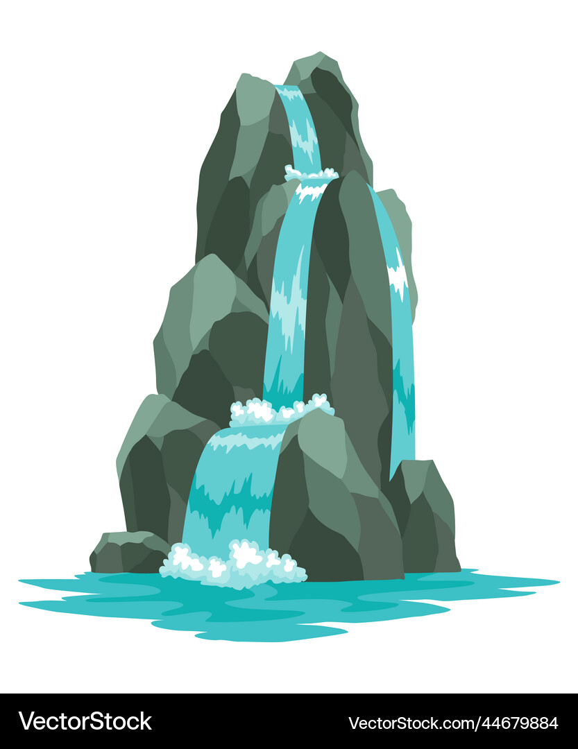 Cartoon river cascade waterfall landscape Vector Image