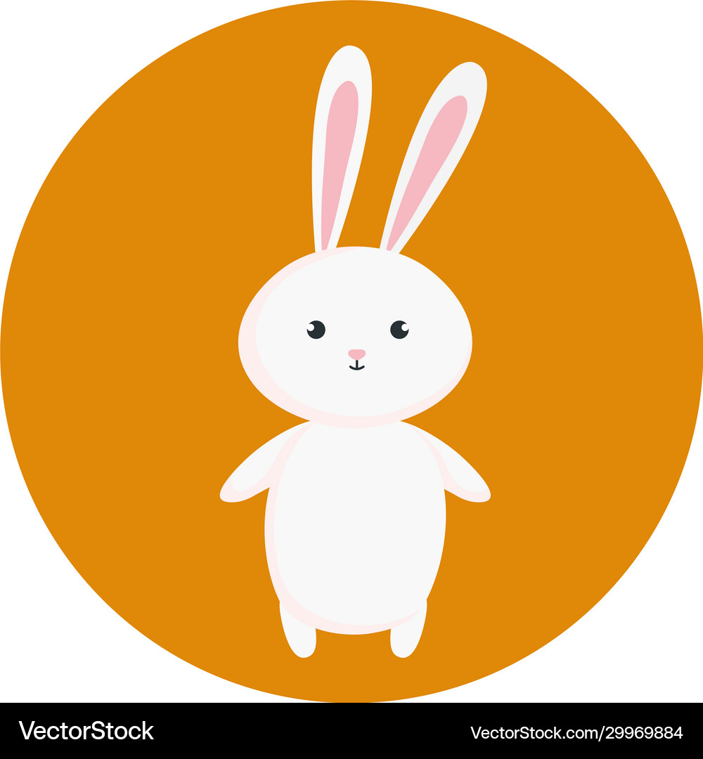 Cute rabbit animal in frame circular Royalty Free Vector