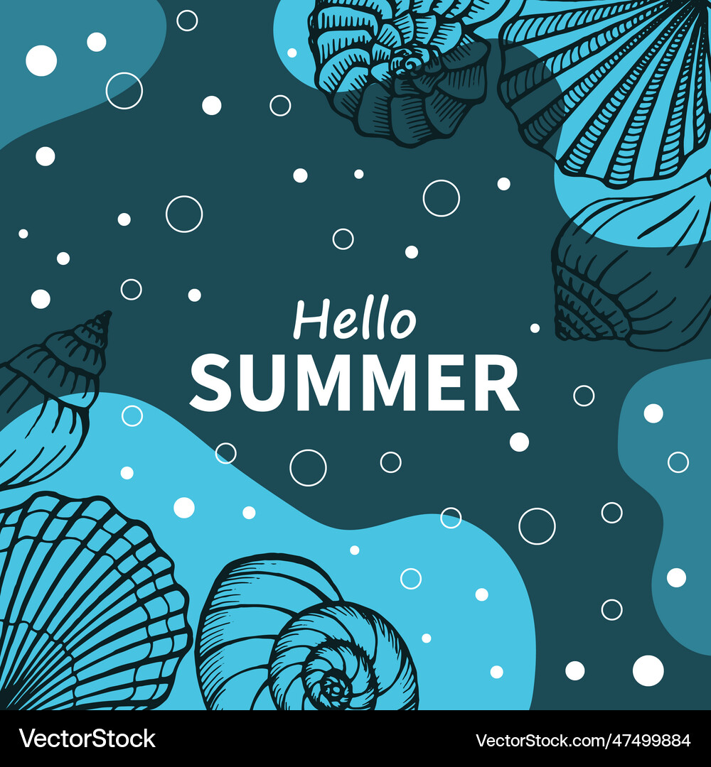 Hand drawn summer poster with seashells Royalty Free Vector