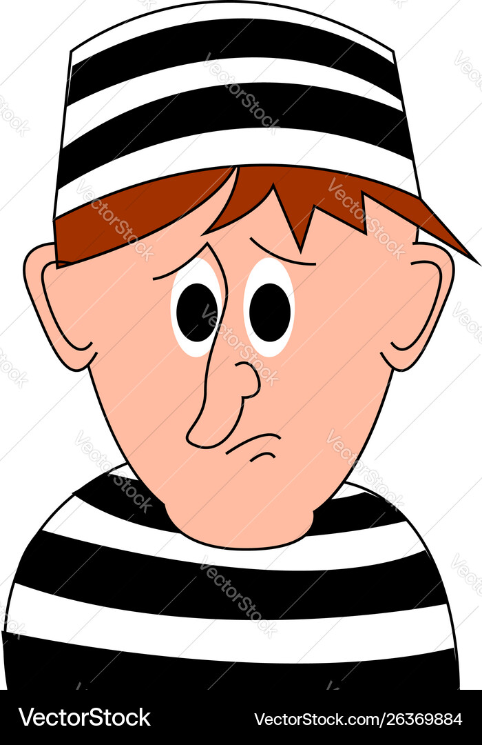 Sad prisoner on white background Royalty Free Vector Image