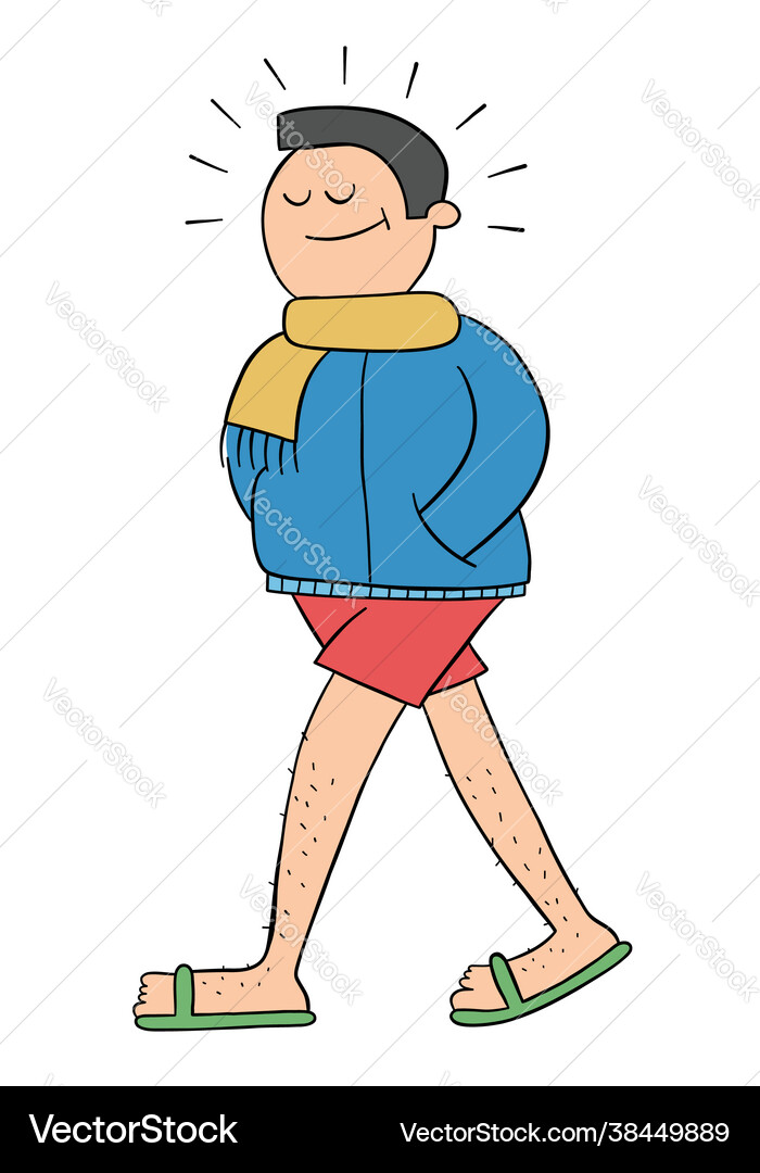 Cartoon man dressed in interesting outfit coat Vector Image