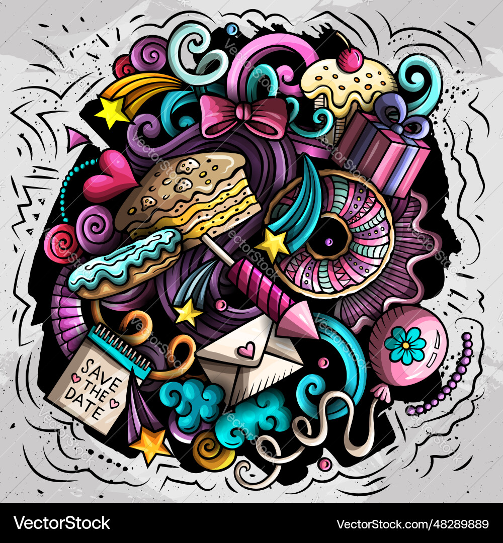 Happy birthday doodles Royalty Free Vector Image