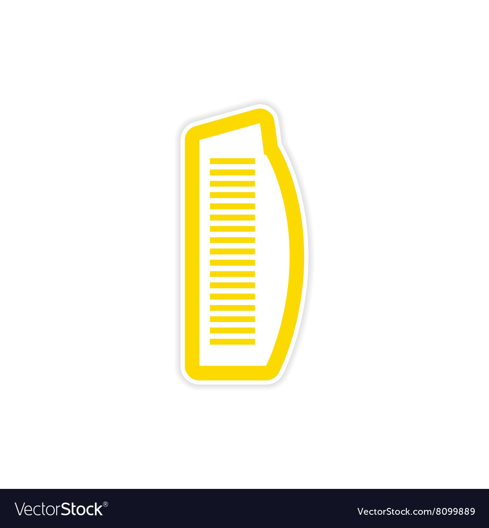 Stylish Paper Sticker On White Background Building