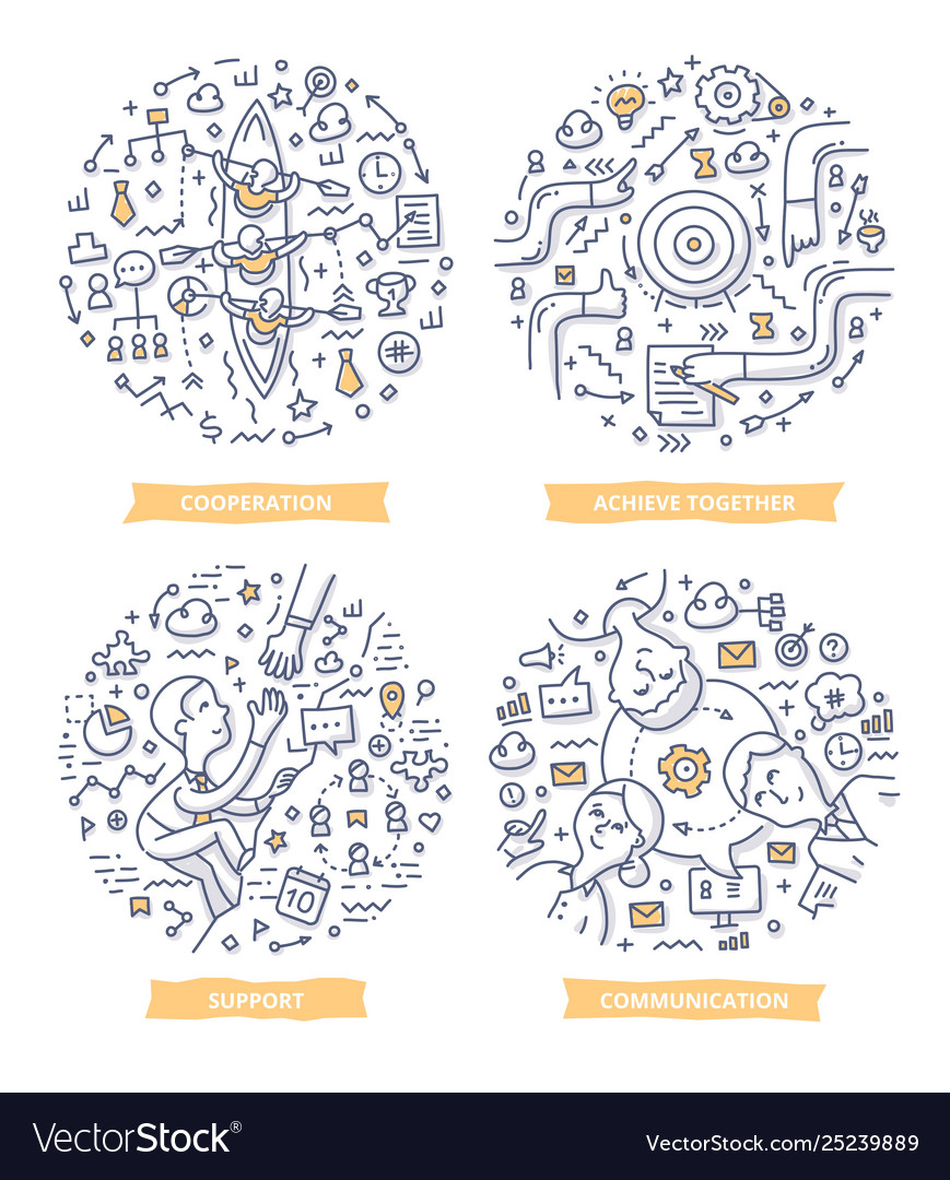 Teamwork doodle Royalty Free Vector Image - VectorStock