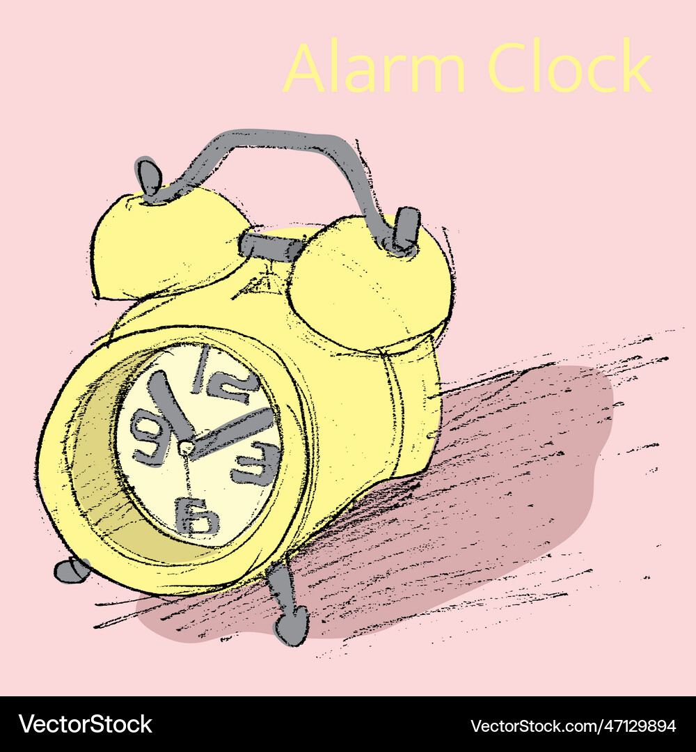 Alarm clock rough sketch Royalty Free Vector Image
