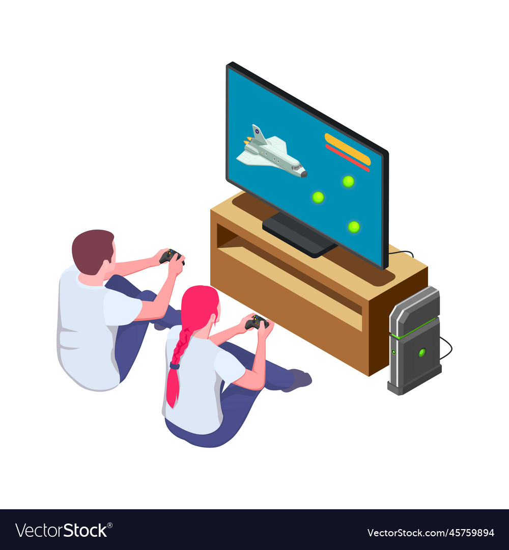 Game developers testing composition Royalty Free Vector