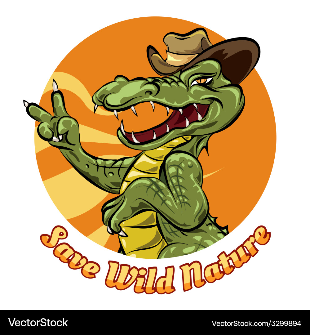 Save the nature logo design with alligator Vector Image