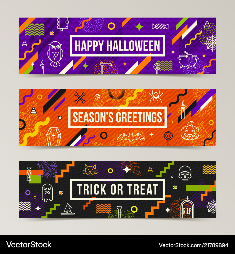 Set of halloween greeting banners Royalty Free Vector Image