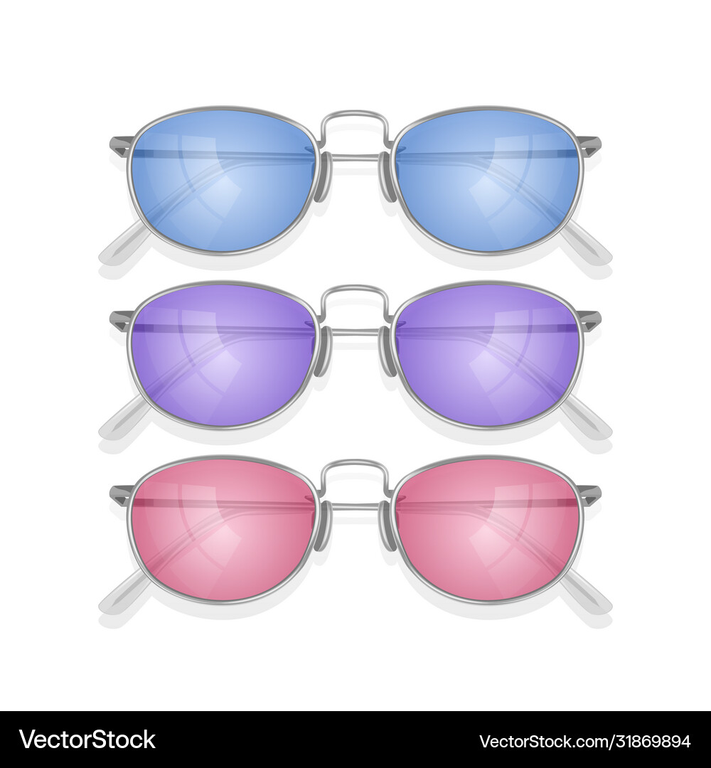 Set realistic sunglasses with colored frames Vector Image
