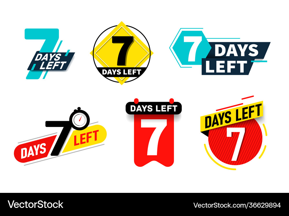 Seven day left announcement tag sticker bookmark Vector Image