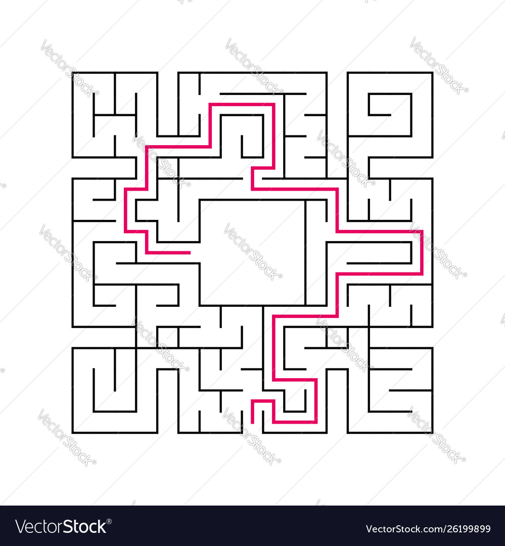Abstract complex labyrinth black stroke Royalty Free Vector
