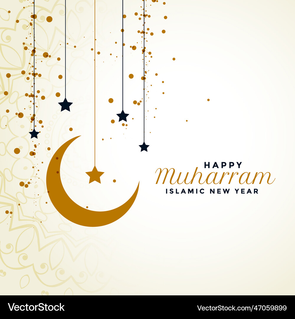 Happy muharram greeting with moon and star Vector Image