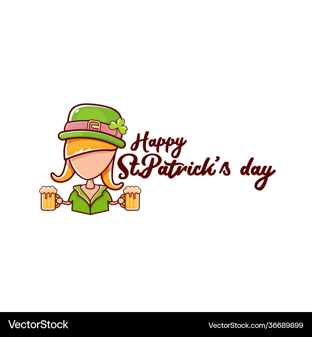 Printsaint patrick girl holding beer isolated Vector Image