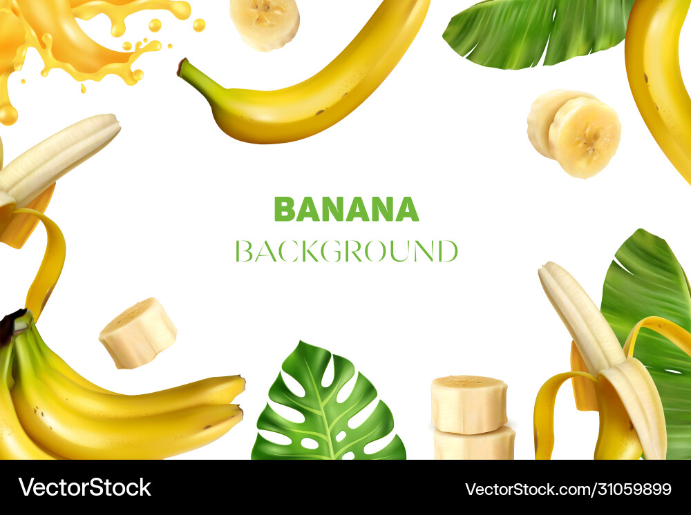 Realistic banana frame composition Royalty Free Vector Image
