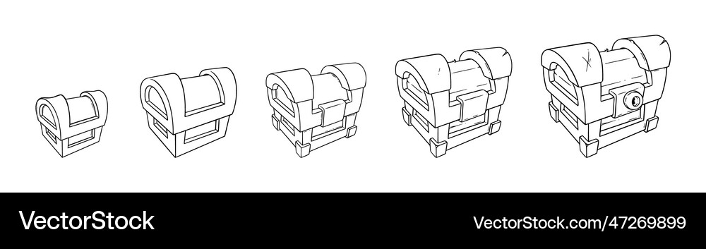 Treasure chests set chests with coins and gem Vector Image