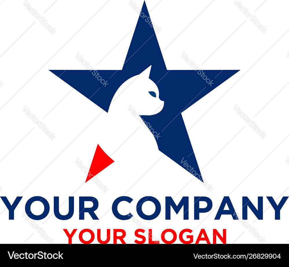 American star cat logo design Royalty Free Vector Image