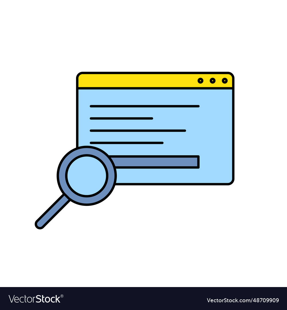 Browser Window Opened With Magnifier Search Vector Image