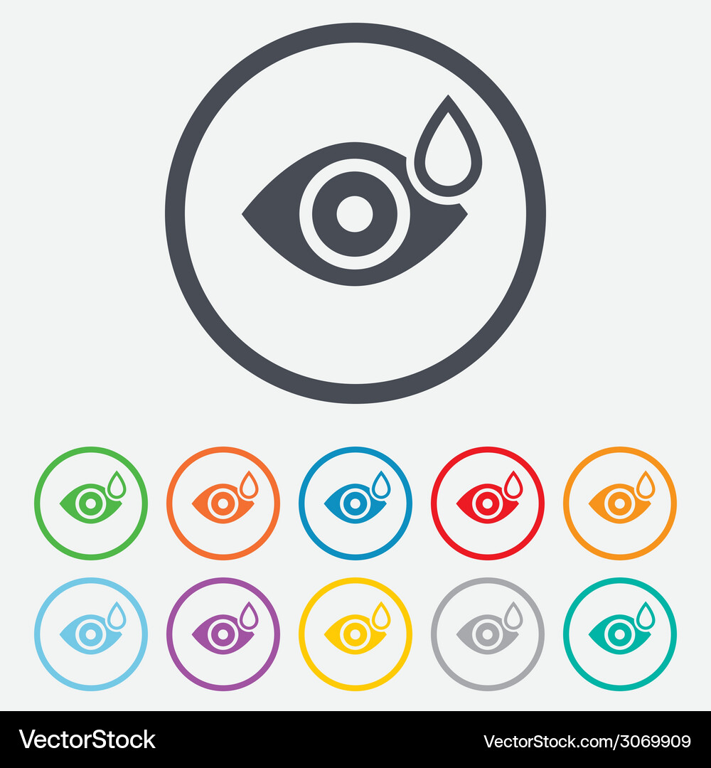 Eye with water drop sign Drip into the eyes Vector Image