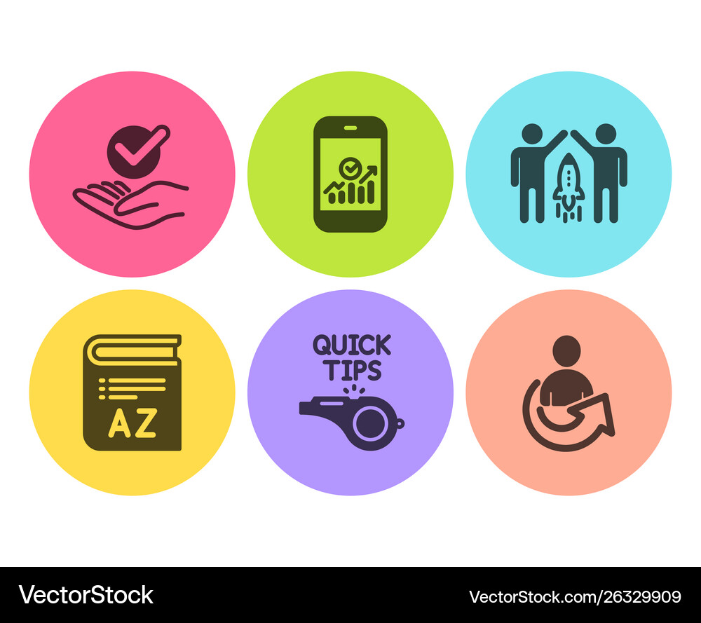 Partnership vocabulary and tutorials icons set Vector Image