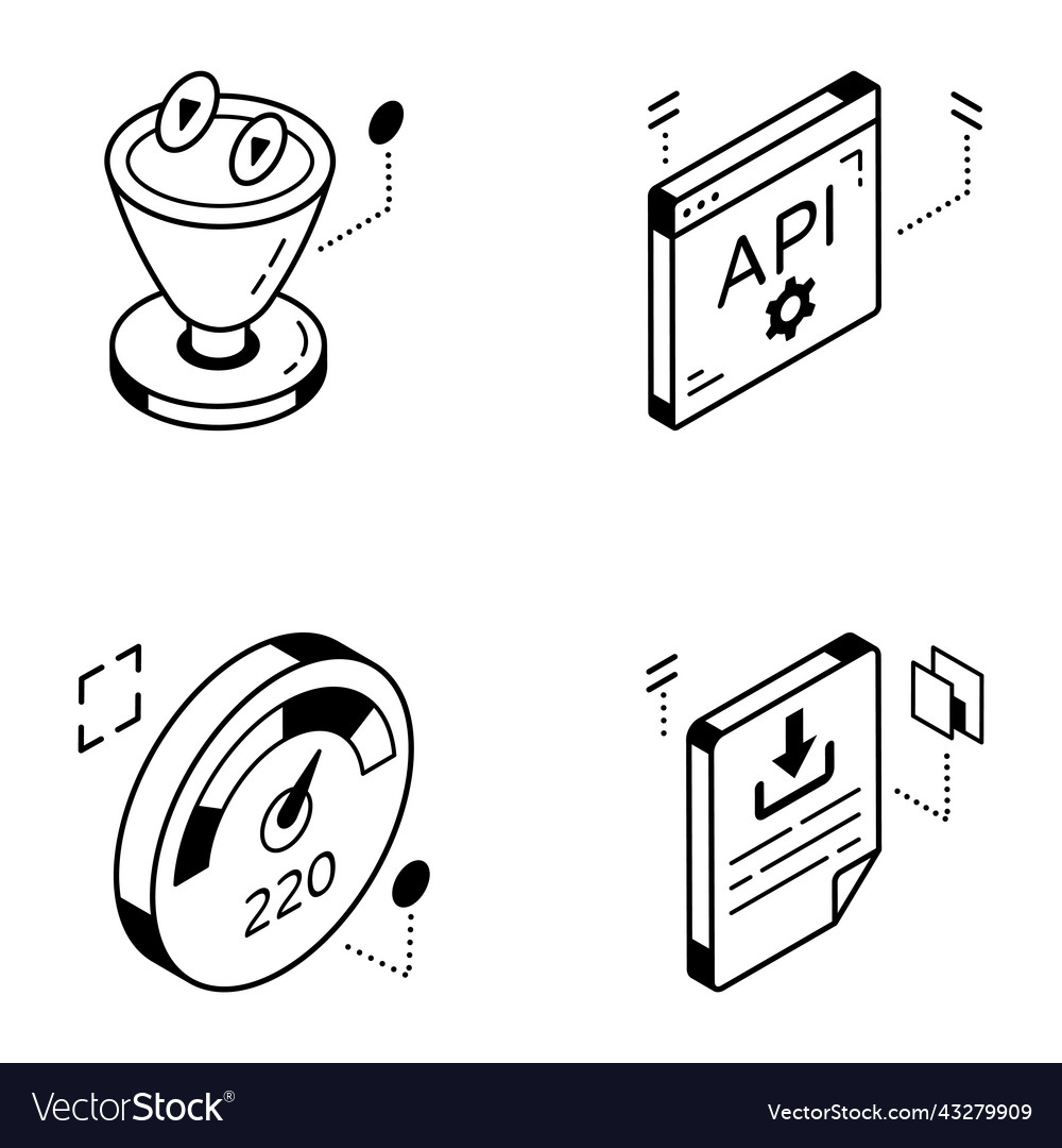 Web interface isometric icons Royalty Free Vector Image