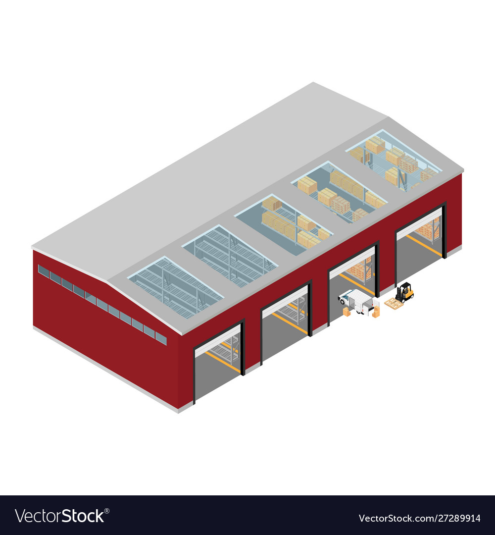 Warehouse building cargo transporting process Vector Image