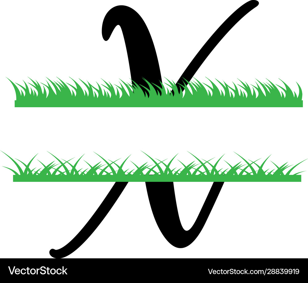 Initial x grass monogram split letter isolated Vector Image