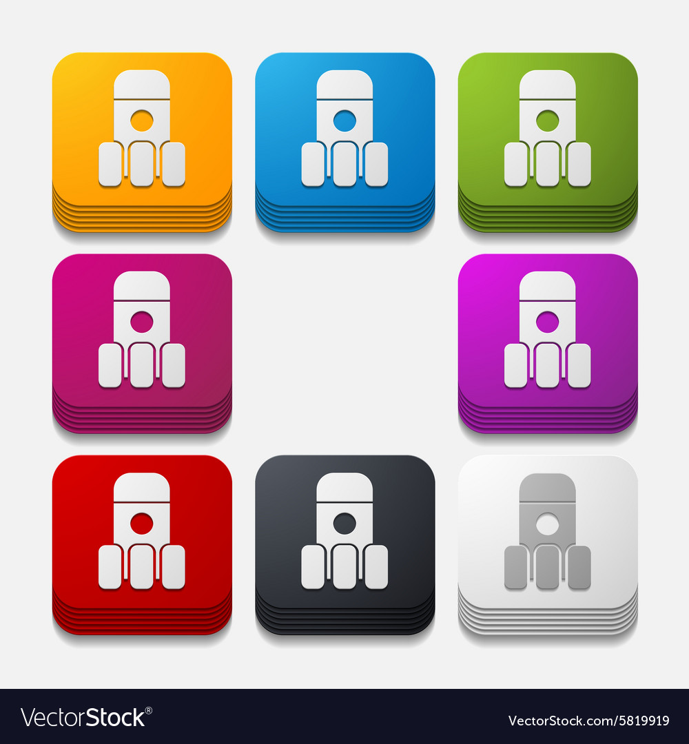 Square button rocket Royalty Free Vector Image