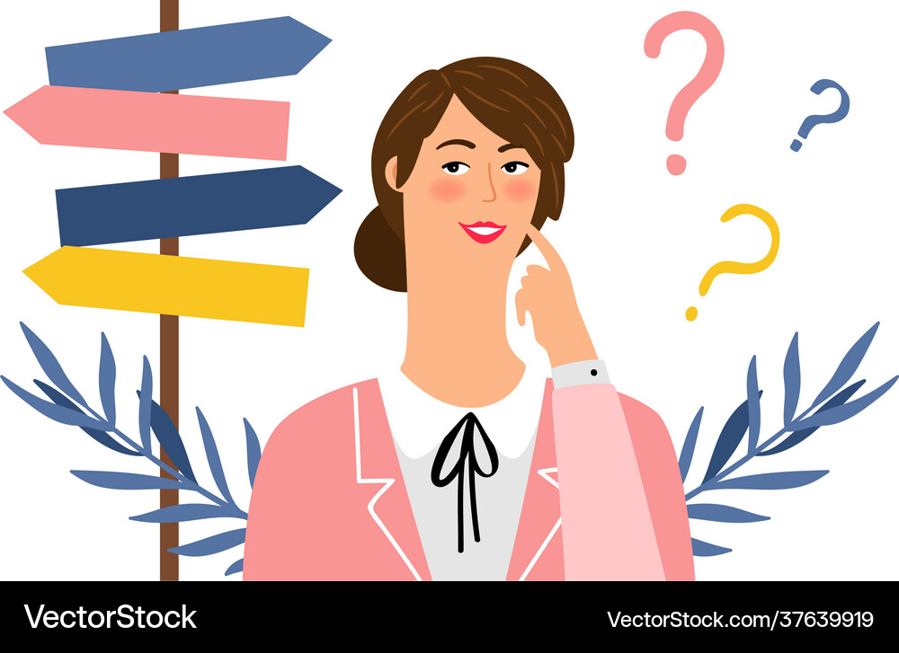 Woman choose way Royalty Free Vector Image - VectorStock