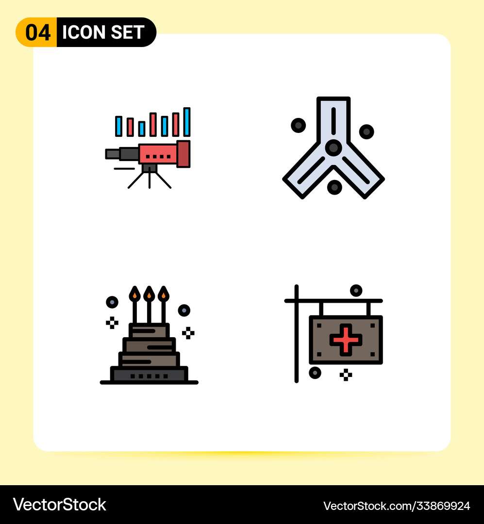 4 user interface filledline flat color pack of Vector Image