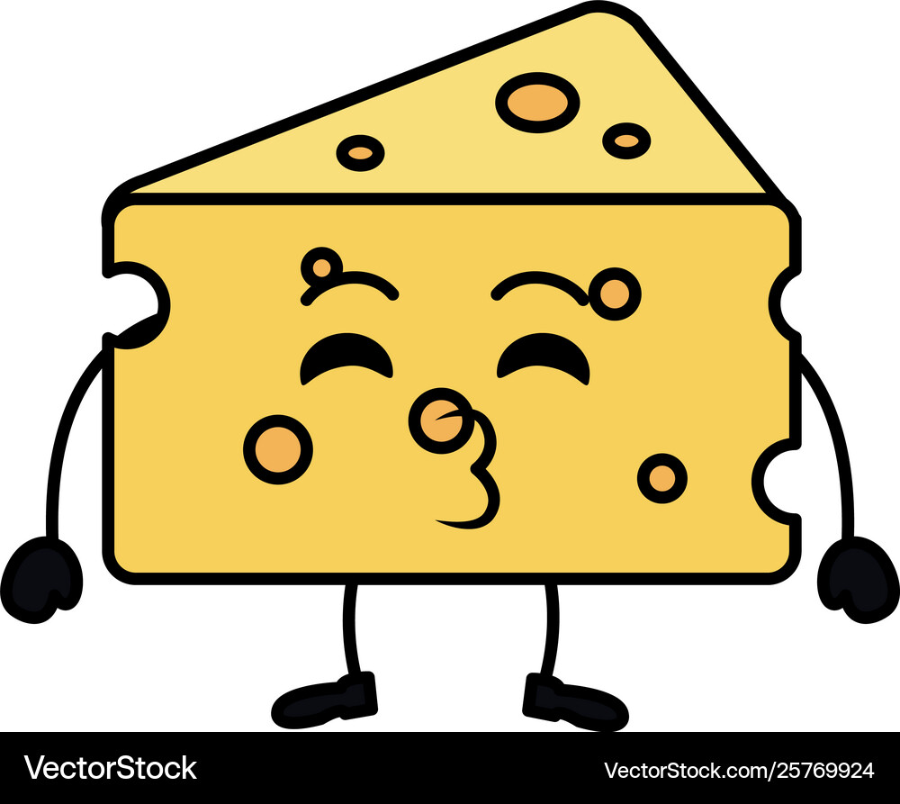Delicious cheese piece kawaii character Royalty Free Vector