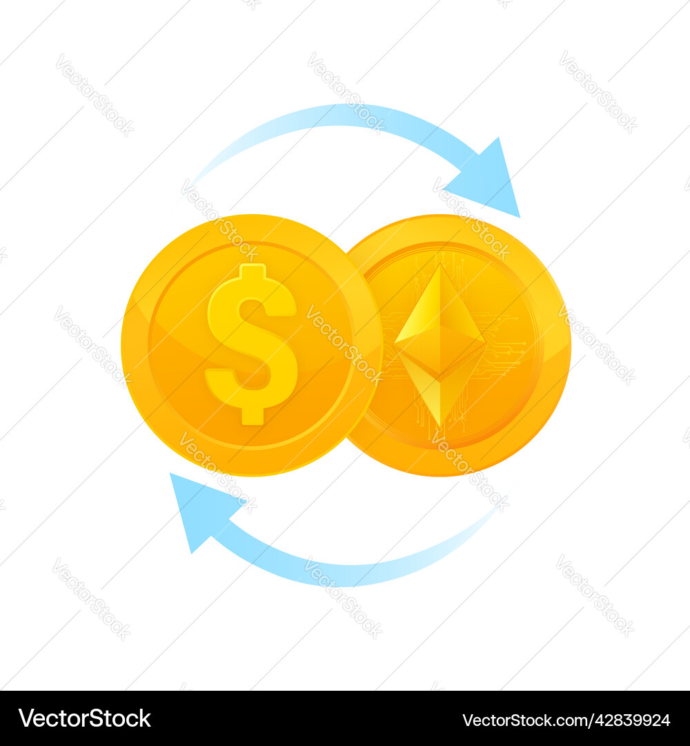Ethereum exchange to dollar internet network Vector Image