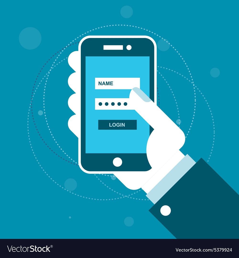 Smartphone with login form on screen in hand Vector Image Smartphone with login form on screen in hand Vector Image